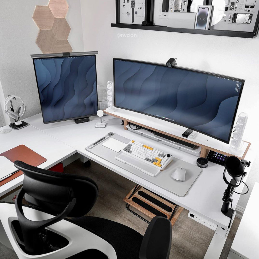 Monitor Stand Dual & Desk Shelf - White Oak – ARTIFOX