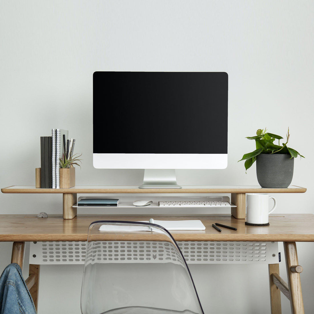 Monitor Stand Dual & Desk Shelf - White Oak – ARTIFOX